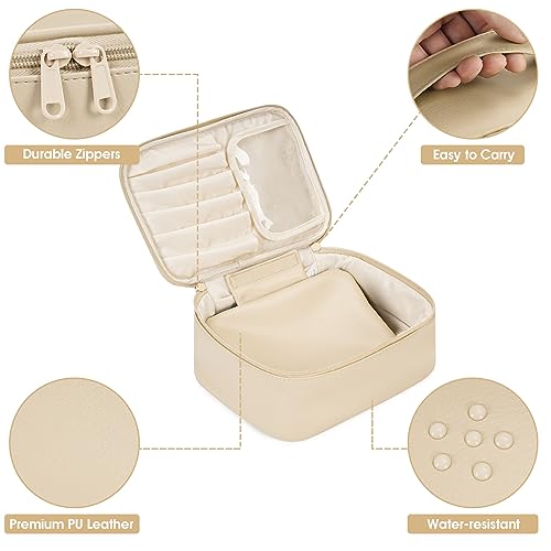 Narwey Vegan Leather Travel Makeup Bag Women Large Cosmetic Bag Make up Case Organizer for Toiletries Cosmetics Accessories (Brown)