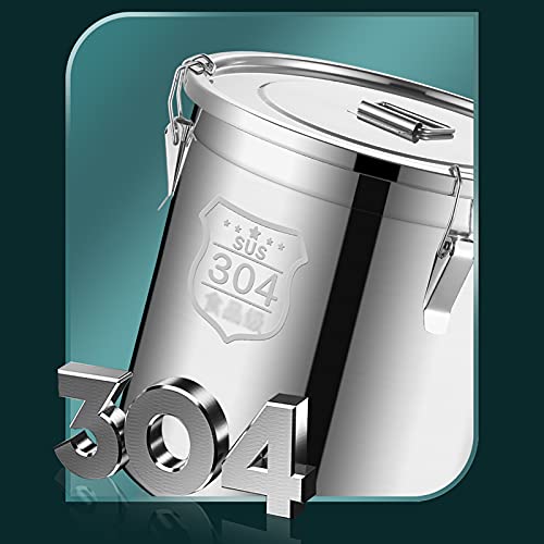 Stockpots 304 Stainless Steel Sealed Storage Bucket with Lid, Double Seal, Commercial Large-capacity, Moisture-proof,leak-proof (Size : 3030cm(21L))