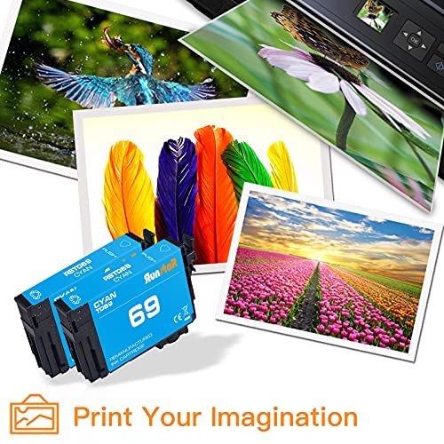 Run Star 2 Pack 69 Cyan Remanufactured Ink Cartridge Replacement for Epson 69 T069 use for Epson Stylus C120 CX5000 6000 7400 N11 NX100 105 110 115 200 215 Workforce 1100 1300 Printer (2 Cyan)
