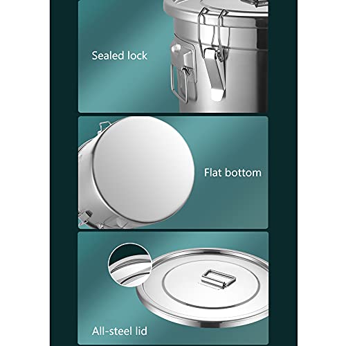 Stockpots 304 Stainless Steel Sealed Storage Bucket with Lid, Double Seal, Commercial Large-capacity, Moisture-proof,leak-proof (Size : 3030cm(21L))