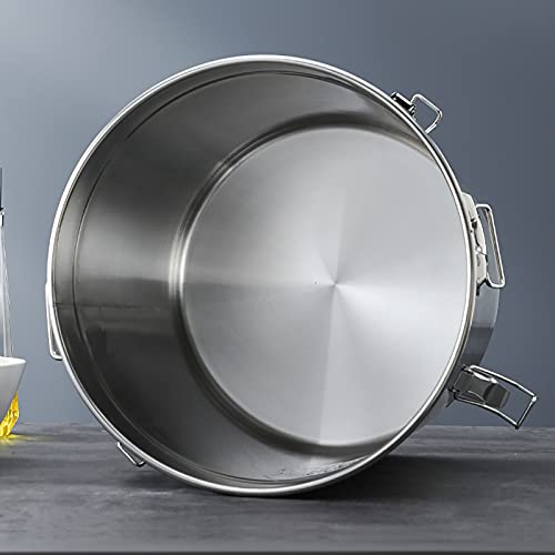 Stockpots 304 Stainless Steel Sealed Storage Bucket with Lid, Double Seal, Commercial Large-capacity, Moisture-proof,leak-proof (Size : 3030cm(21L))