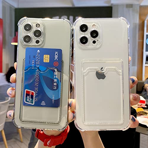 Tuokiou Clear Wallet Phone Case for iPhone 12 Pro Max Upgrade Card Slot Case Slim Fit Protective Soft TPU Shockproof Cover with Cute Card Holder for Apple iPhone 12 Pro Max 6.7 inch (2020) (Clear)