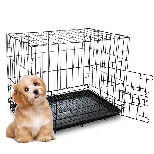 Daorfaa Dog Crate Cage, Collapsible Home for Cat Ferret and Small Animals (Weight up to 8 pounds) 20L x 14W x 17H Inches, Black