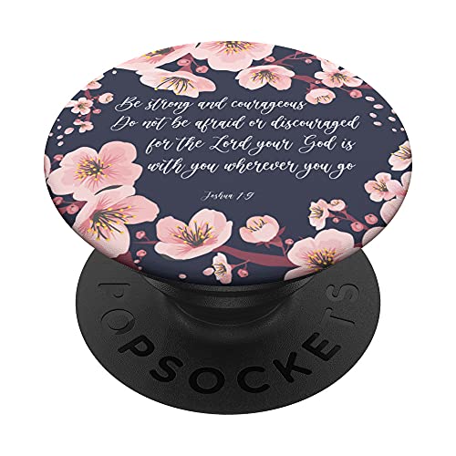 Joshua 1 9 Christian Bible Verse Pink Blue Scripture Quote PopSockets Swappable PopGrip
