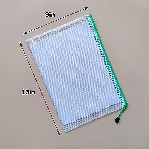 CHIF HAUTH 20pcs Mesh Zipper Pouch Bags, Waterproof Zipper Bags in A4 Size, Ideal for Organizing Office Supplies, Cosmetics, Stationery, and Board Games Storage