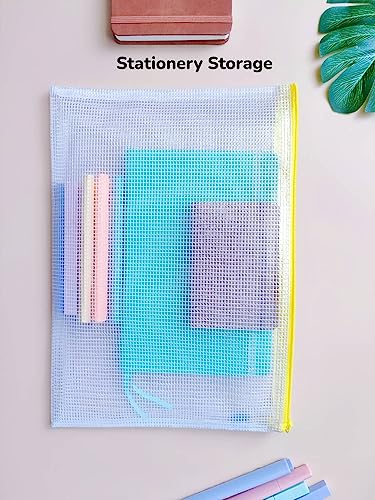 CHIF HAUTH 20pcs Mesh Zipper Pouch Bags, Waterproof Zipper Bags in A4 Size, Ideal for Organizing Office Supplies, Cosmetics, Stationery, and Board Games Storage