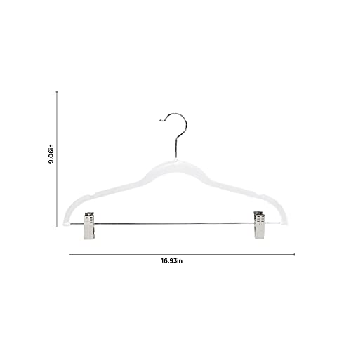 Simplify 6 Pack Velvet Hangers with Clips | Skirt and Pants | Slim Space Saving | Closet Organization | Non-Slip | Prevent Creases | Swivel Neck | Durable | White