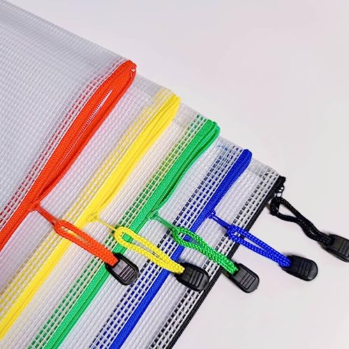CHIF HAUTH 20pcs Mesh Zipper Pouch Bags, Waterproof Zipper Bags in A4 Size, Ideal for Organizing Office Supplies, Cosmetics, Stationery, and Board Games Storage