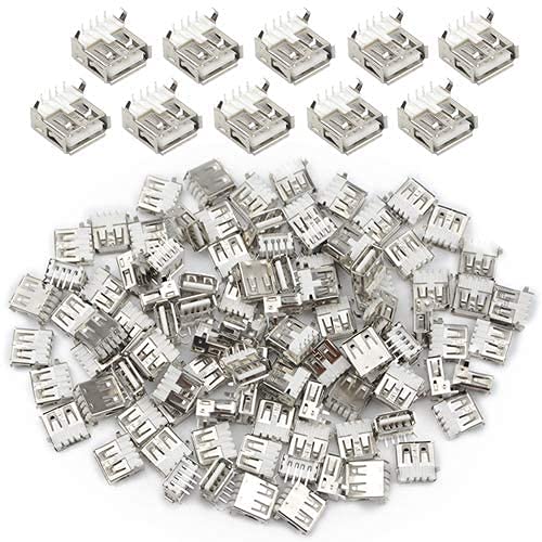 SINHANKER 110PCS USB Type A Standard Port Female Solder Right Angle 4Pin Plug Soldering Jacks Connector
