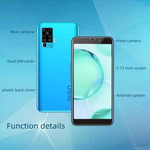 aderroo 1GB RAM 8GB ROM, S18 Android Smartphone,5.72-inch Screen,Front and Rear Cameras,Only Supports Dual SIM Card Frequency Band of 3GWCDMA (850/2100MHZ),Unlocked Cell Phone(Blue)