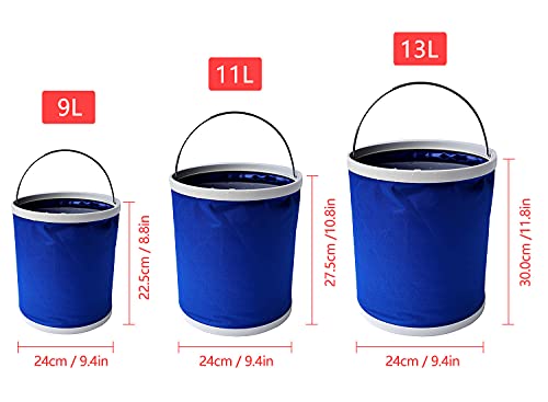 Dxyufazhe Oxford Waterproof Cloth Folding Bucket, Multifunctional Outdoor wash Tool, Great for Car Wash, Hike&Garden (9L, Blue)