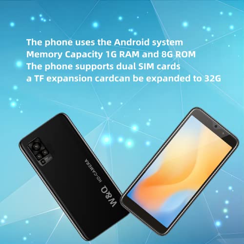 aderroo 1GB RAM 8GB ROM, S18 Android Smartphone,5.72-inch Screen,Front and Rear Cameras,Only Supports Dual SIM Card Frequency Band of 3GWCDMA (850/2100MHZ),Unlocked Cell Phone(Blue)
