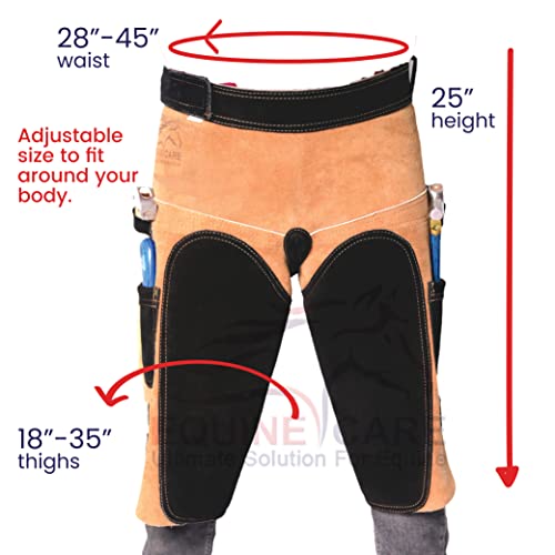 Equine Care Farrier Apron 2 Knife Pocket, 2 Nail Magnet & 2 Hammer Loop Horse Shoeing Leather Chaps 25 Inches- 63CM