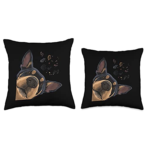 Australian Kelpie Gifts Funny Curious Dog Australian Kelpie Throw Pillow, 16x16, Multicolor