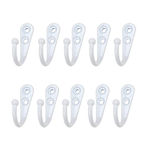 HONJIE 10 Pieces Small Hooks Wall Mounted Coat Hooks,Zinc Alloy Antique Single Hook for Hanging Mug Cup, Bag, Robe, Towels, Keys,White