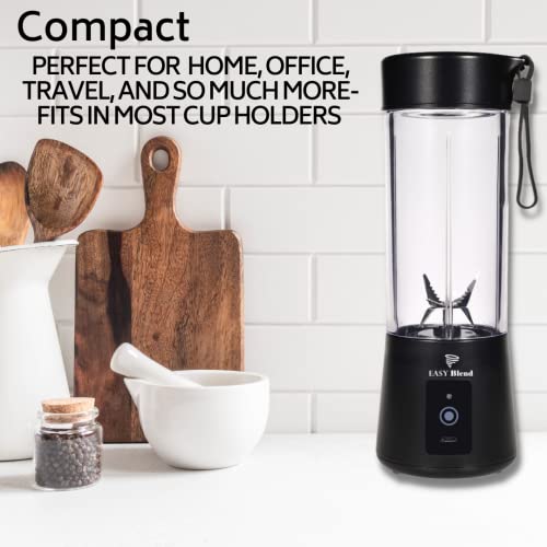 Easy Blend Shakes and Smoothies with BPA-Free Portable Blender, 14 oz, Black