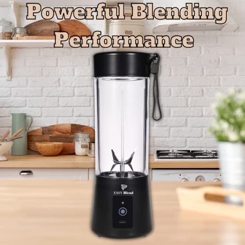 Easy Blend Shakes and Smoothies with BPA-Free Portable Blender, 14 oz, Black