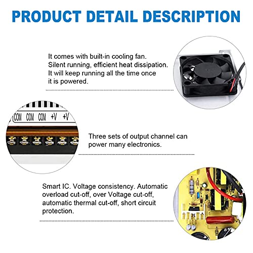 EAGWELL 48V 1200W DC Universal Regulated Switching Power Supply, 25A, 96-130V AC to DC 48 Volt LED Driver, Converter, Transformer for LED Strip Light, CCTV, Computer Project, 3D Printer
