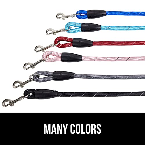 Gorilla Grip Heavy Duty Dog Leash, Soft Handle, Strong Reflective Rope for Night Walking, Small Medium Large Dogs, Durable Puppy Training Leashes, Rotating Metal Clip, Waste Bag Dispenser, Black