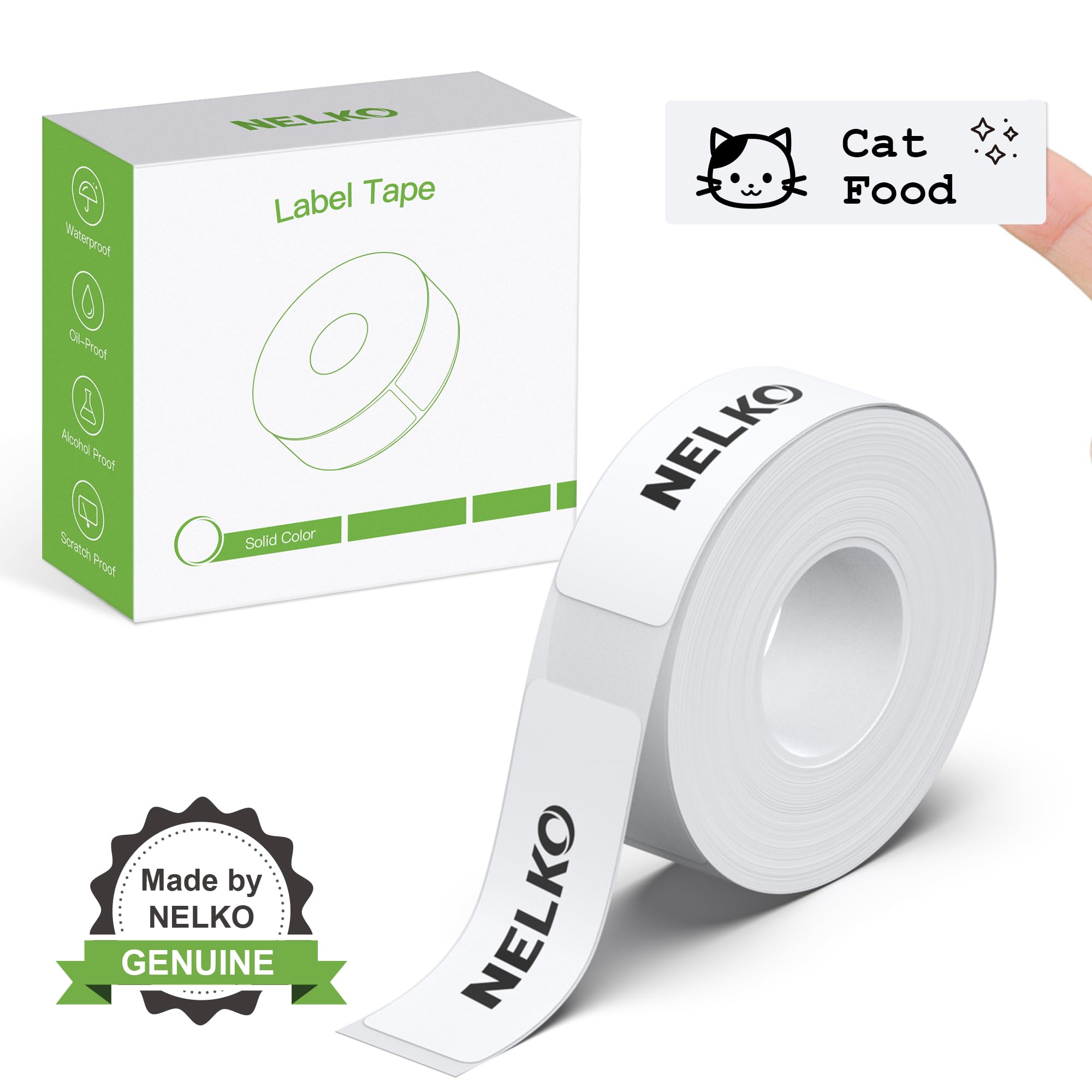 Nelko Genuine P21 Label Maker Tape, 14x40mm (0.55"x1.57"), Standard Laminated Thermal Label Tape Replacement, for Home Office, 180 Labels/Roll, White