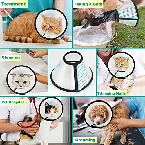 MintCat Cat Cone, Adjustable Cat Cone Collar Soft, Lightweight Cat Recovery Collar, Protective Cat Cones to Stop Licking Pet Cone, Plastic Elizabethan Collar for Cats Kitten Small Dog After Surgery, S