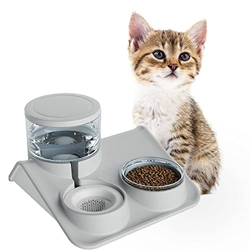 YMINA Dogs Water Dispenser Water Bowl for Dogs Automatic Cat Feeder Self Dispensing Pet Waterer Automatic Gravity Dog Cat Waterer Travel Supply Feeder and Water Dispense (1.8, Grey)