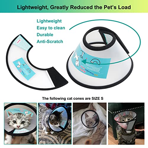 MintCat Cat Cone, Adjustable Cat Cone Collar Soft, Lightweight Cat Recovery Collar, Protective Cat Cones to Stop Licking Pet Cone, Plastic Elizabethan Collar for Cats Kitten Small Dog After Surgery, S