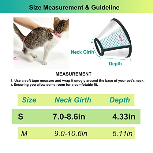 MintCat Cat Cone, Adjustable Cat Cone Collar Soft, Lightweight Cat Recovery Collar, Protective Cat Cones to Stop Licking Pet Cone, Plastic Elizabethan Collar for Cats Kitten Small Dog After Surgery, S