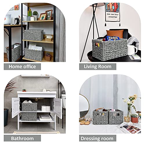 GRANNY SAYS Bundle of 1-Pack Wicker Wastebasket & 2-Pack Wicker Shelf Baskets