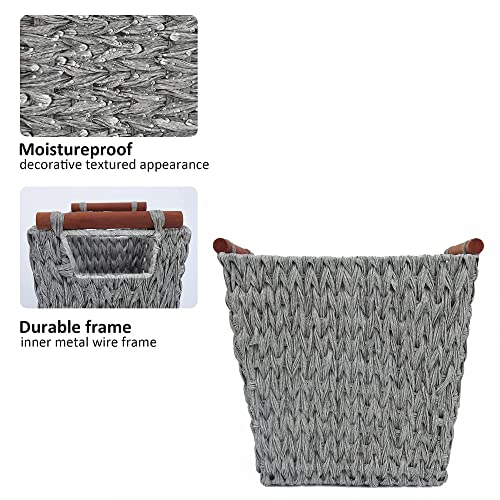 GRANNY SAYS Bundle of 1-Pack Wicker Wastebasket & 2-Pack Wicker Shelf Baskets