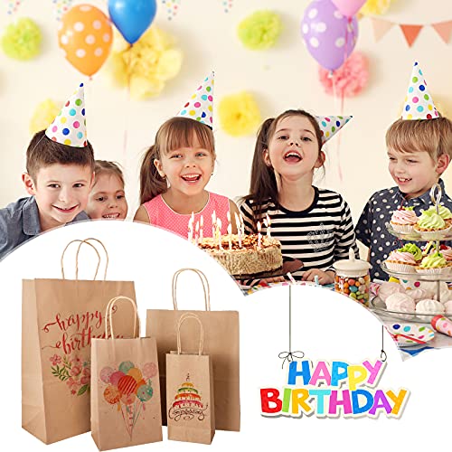 TOMNK 40pcs Brown Paper Bags with Handles Mixed Size Kraft Paper Bags, Gift Bags Bulk for Gifts, Shopping, Packaging, Merchandise, Grocery and Craft (4 Sizes)