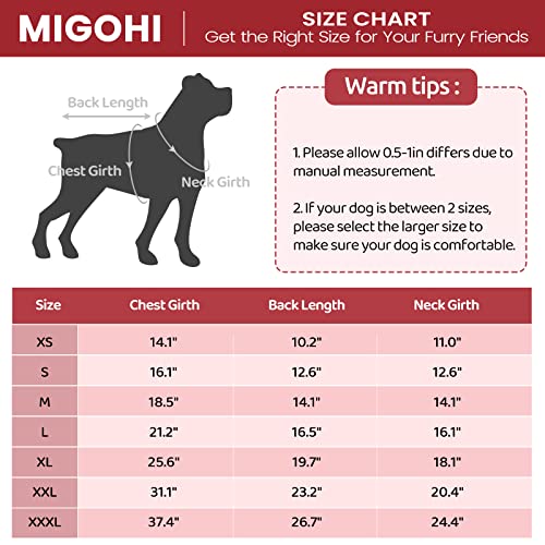 MIGOHI Fleece Dog Winter Coat, Warm and Soft Dog Sweaters Puppy Pajamas with Leash Hole and Hook Loop Closure, Reversible Dog Cold Weather Vest Apparel Pet Jackets for Small Medium Large Dogs, Red L