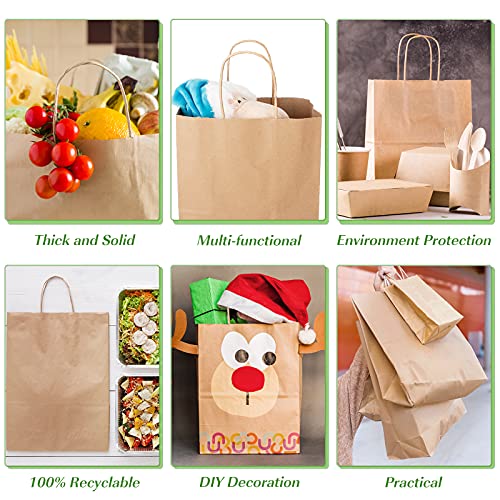 TOMNK 40pcs Brown Paper Bags with Handles Mixed Size Kraft Paper Bags, Gift Bags Bulk for Gifts, Shopping, Packaging, Merchandise, Grocery and Craft (4 Sizes)