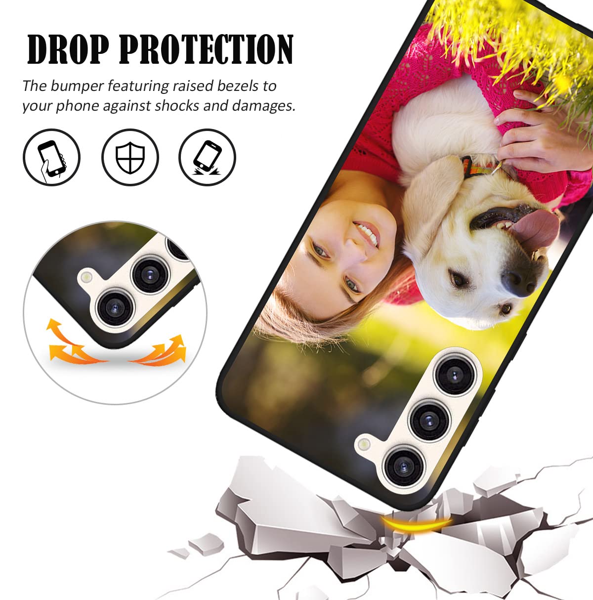 Personalized-Customm Phone Case for Samsung Galaxy s23 Plus with Picture Photo Text Name - Customized s 23 Plus Cellphone/Smartphone/Mobilephone Soft Thin Cover (Black)