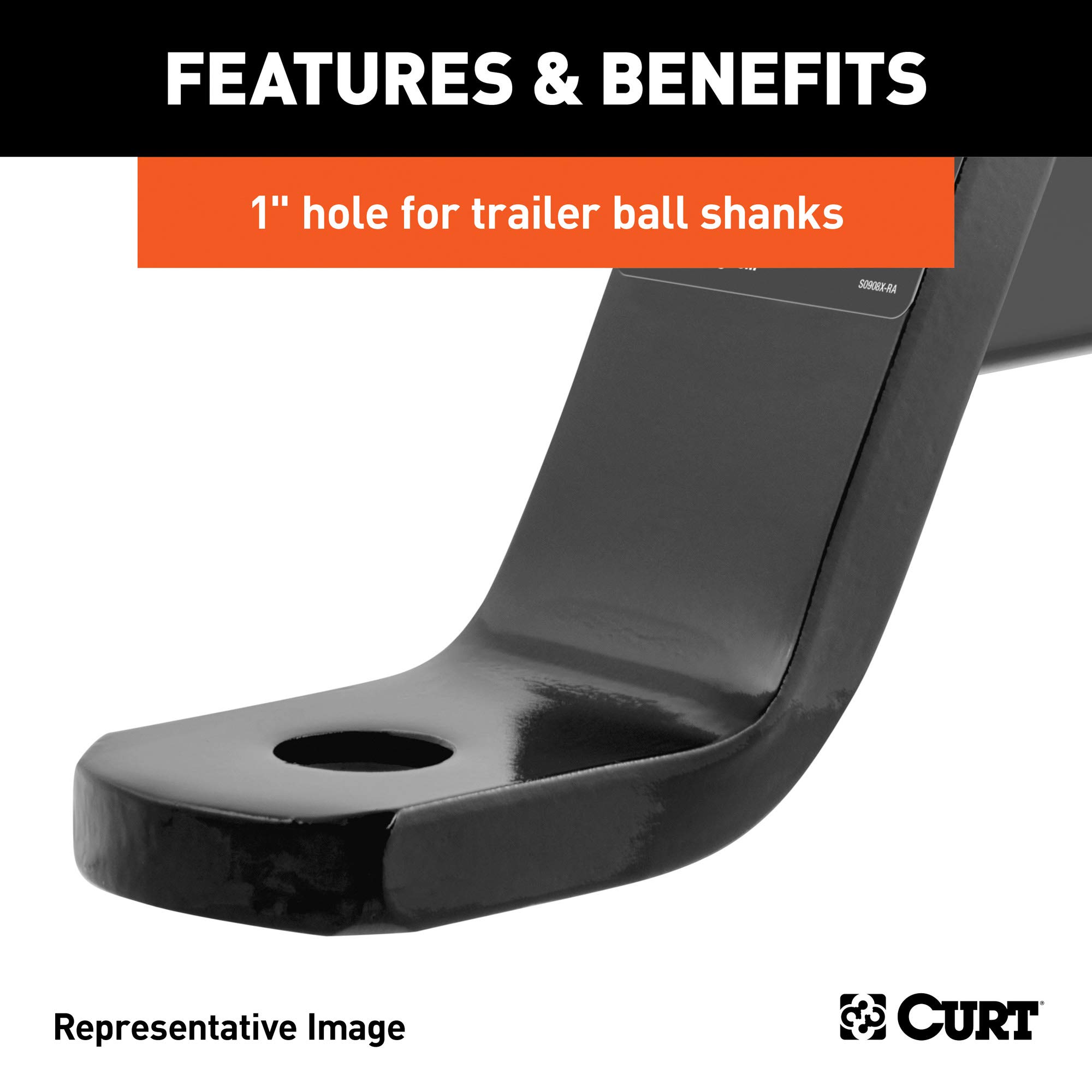 CURT 45230 Dual Length Trailer Hitch Ball Mount, 8-1/8-Inch or 11-1/8-Inch Length, Fits 2-Inch Receiver, 7,500 lbs, 1-Inch Hole, 4-Inch Drop, 2-In Rise
