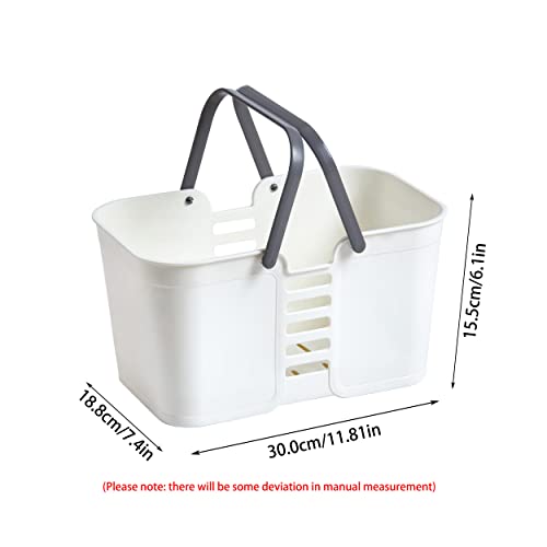 FANWU Shower Caddy Basket Tote for College Dorm Room Essentials, Plastic Storage Basket with Handles Portable Organizer Bins for Kitchen Bathroom Bedroom Toiletry Laundry Garden Pool Beach (White)