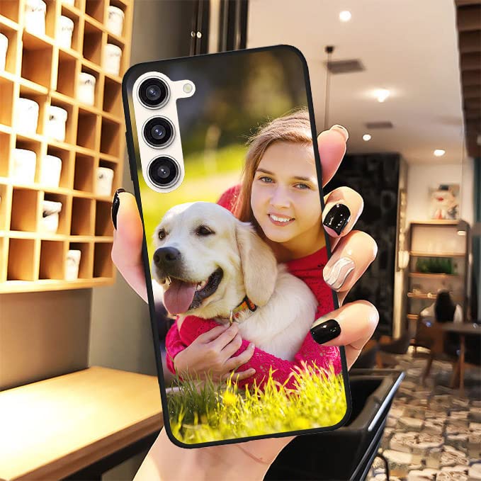 Personalized-Customm Phone Case for Samsung Galaxy s23 Plus with Picture Photo Text Name - Customized s 23 Plus Cellphone/Smartphone/Mobilephone Soft Thin Cover (Black)