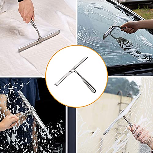 Ettori Shower Mirror Fogless for Shaving with Razor Holder, Shower Squeegee for Glass Doors 10 Inch Window Squeegee