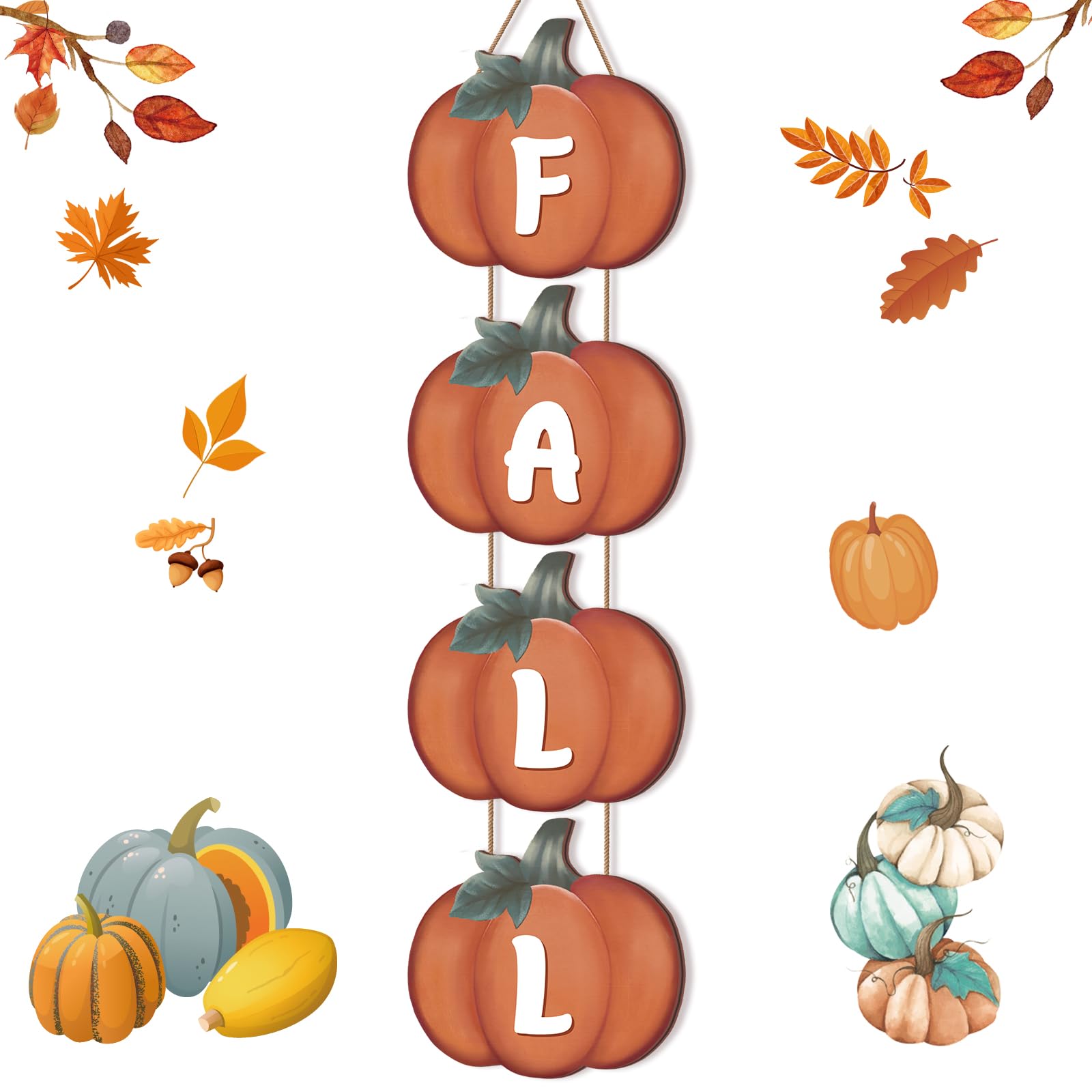 Sintuff Thanksgiving Sign Door Hanger Wooden Pumpkin Welcome Sign Rustic Fall Hanging Sign Thanksgiving Wall Decorations for Home Porch Front Door Indoor Outdoor Farmhouse Autumn Harvest Halloween