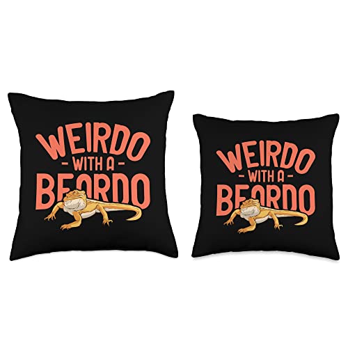 Bearded Dragon Gifts & Accessories Funny Lover-Reptile Lizard Bearded Dragon Throw Pillow, 16x16, Multicolor