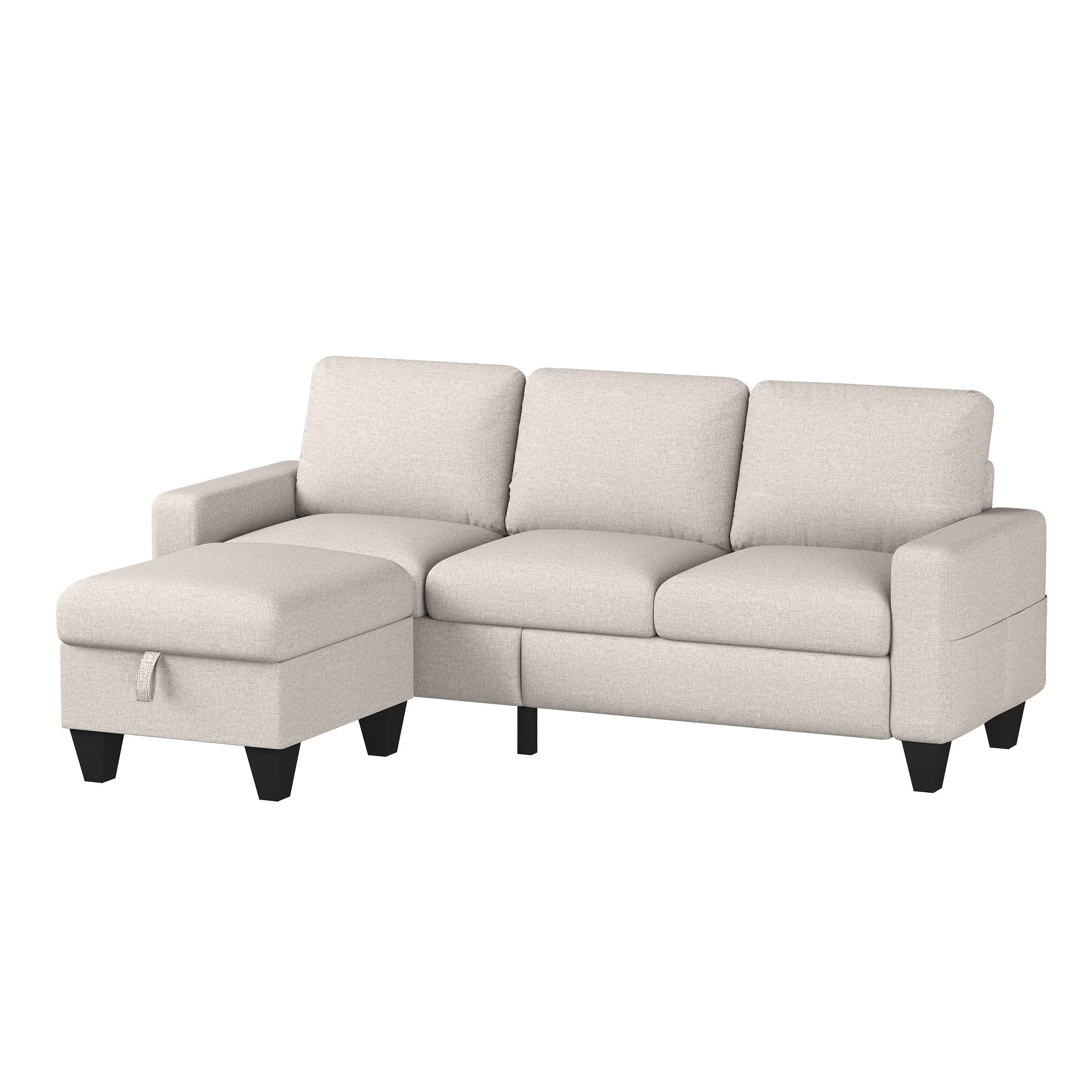 Youmumeub Sectional Sofa, L Shaped Couches for Living Room with Movable Ottoman Small Beige Sofas Modular Furniture Set for Apartment Small Space Loft