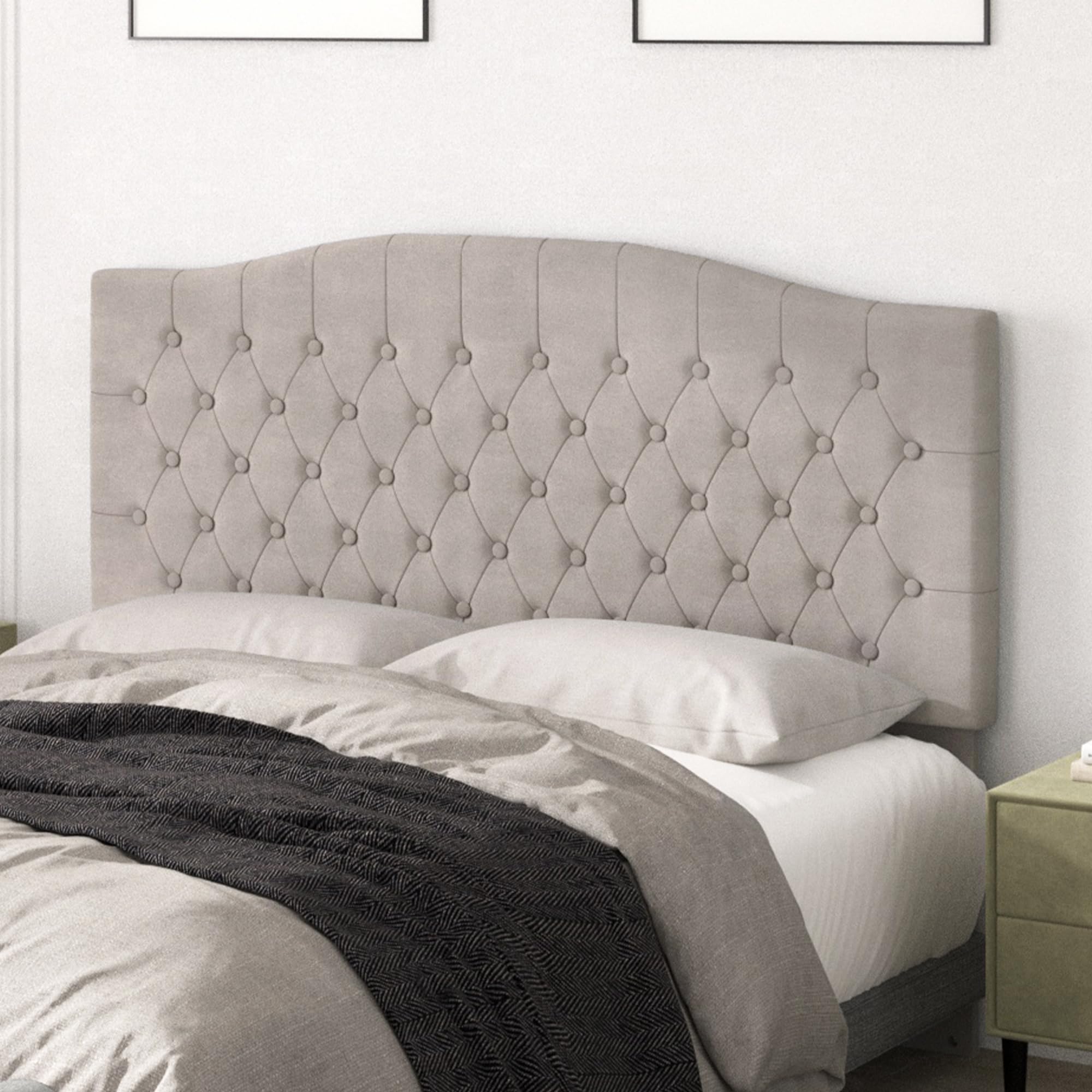 Befurtori Queen Headboard Only, Upholstered Headboard Queen for Adjustable Bed Velvet Tufted Queen/Full Size Wall Mounted Headboard with Solid Wood Legs Head Board, Taupe