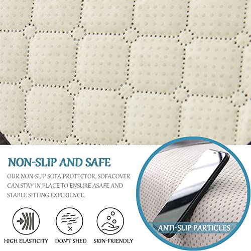 EXTLEZSA Water Proof Sofa Armrest Cover, 1/2/3 Seater Sofa Headrest Slipcovers with Pocket Nonslip Armchair Cover Quilted Furniture Protector for Recliner Leather Sofa Couch (Navy,1 Seat 3 pc)
