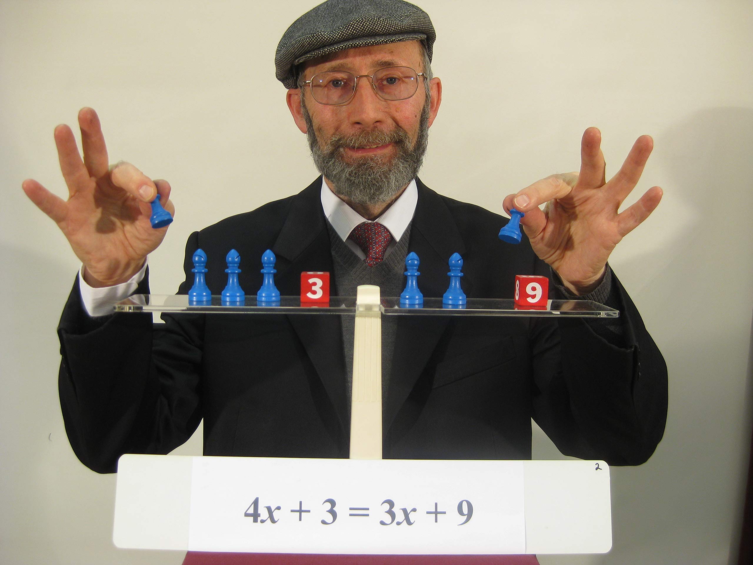 Hands-On Equations® Class Set for Teacher and 20 Students. Includes The Teacher Demonstration Balance Scale and Game Pieces and 20 Sets of Student Manipulatives. Grade 3 and up.