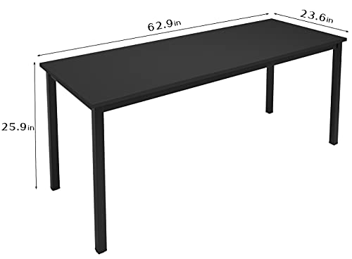 sogesfurniture 62.9 inches Office Desk Computer Desk Gaming Desk Computer Table Sturdy Writing Workstation for Home Office, Black