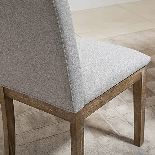 HOMCOM Linen High Back Dining Chairs Set of 2, with Armless Design and Tufted Fabric Cushion, Grey