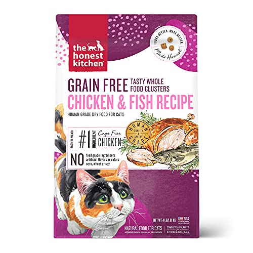 The Honest Kitchen Whole Food Clusters Grain Free Chicken & Fish Dry Cat Food, 4 lb Bag