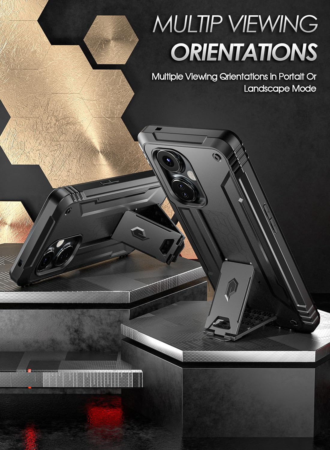 Poetic Revolution Case for OnePlus Nord N30 5G, [20FT Mil-Grade Drop Tested], Full-Body Rugged Dual-Layer Shockproof Protective Cover with Kickstand and Built-in-Screen Protector, Black