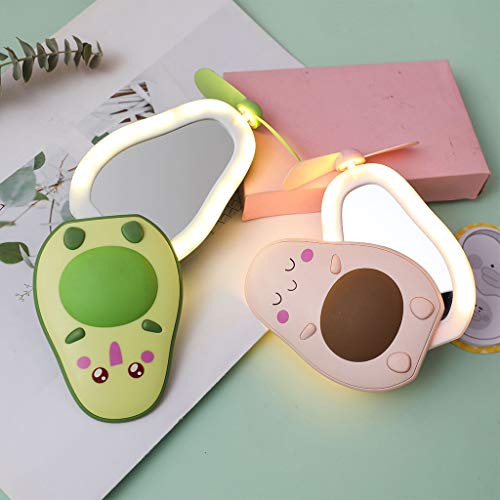 Dft Portable Avocado Shape Handheld Mini Air Cooler Fan with Fill Light Mirror USB Rechargeable Small Personal Cooling Tools