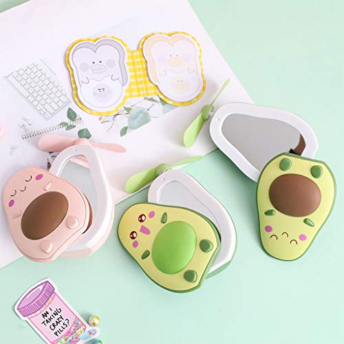 Dft Portable Avocado Shape Handheld Mini Air Cooler Fan with Fill Light Mirror USB Rechargeable Small Personal Cooling Tools